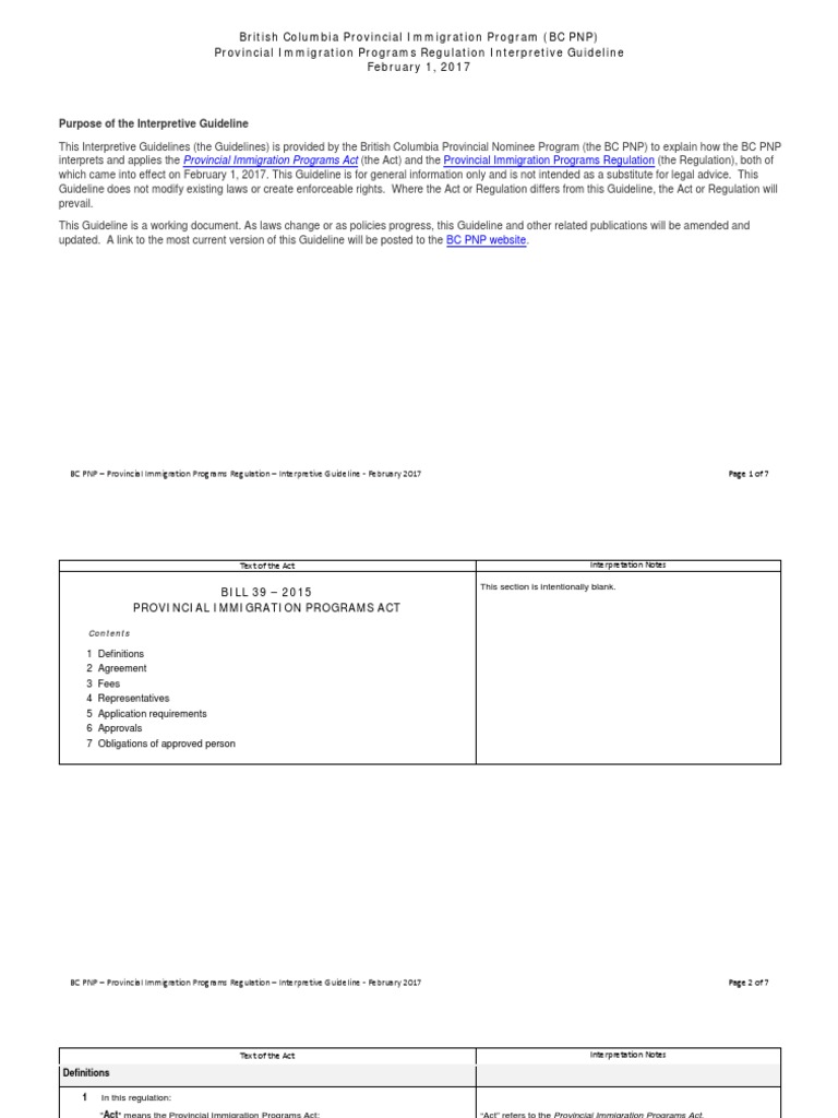 British Columbia Provincial Immigration Program (BC PNP) Provincial ...