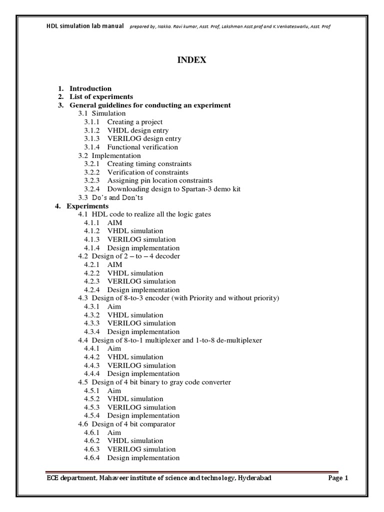 HDL Simulation Lab Manual | PDF | Hardware Description Language | Vhdl