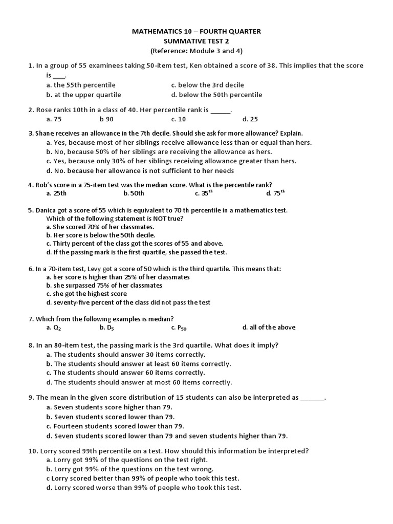 Understanding Percentiles, Quartiles, Deciles and Interpreting Students ...