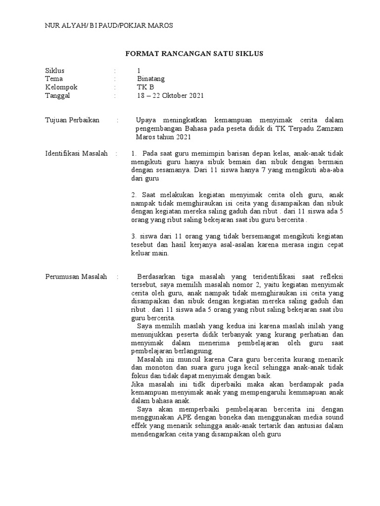PKP Siklus 1 Dan RPPH | PDF | Kesehatan Holistik