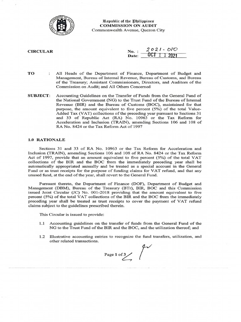 COA Circular No. 2021-010 - 0001 | PDF
