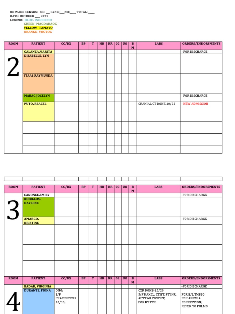 Ob Ward Census | PDF