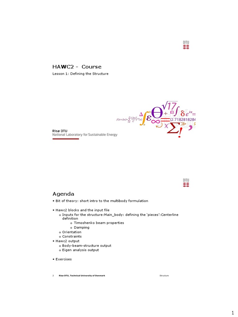 HAWC2 - Course: Structure 2 | PDF | Bending | Beam (Structure)