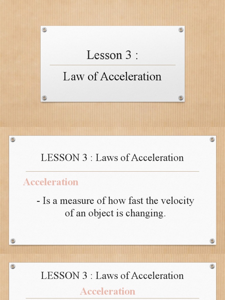 Lesson 3:: Law of Acceleration | PDF | Acceleration | Newton's Laws Of ...