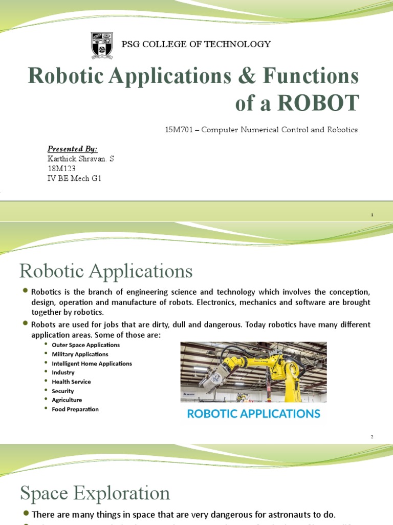 18M123 - Robotic Applications & Functions of A ROBOT | PDF | Robotics ...