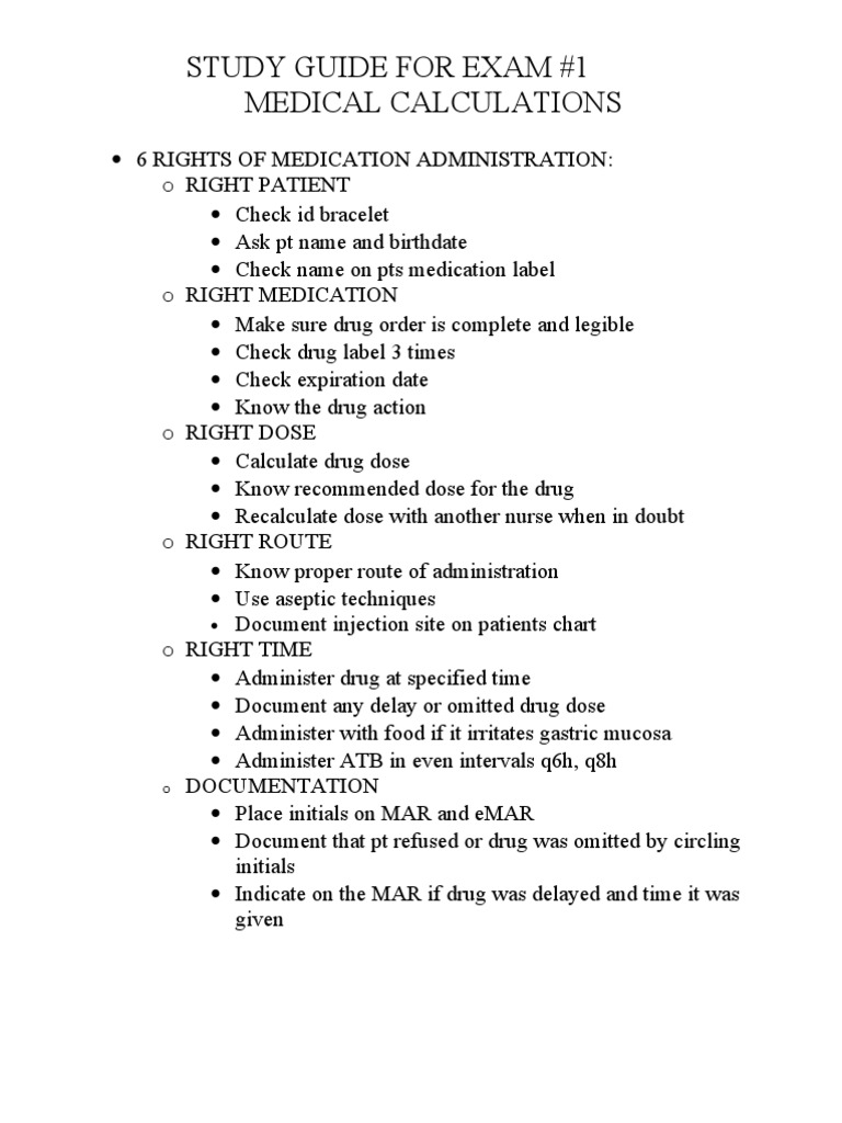 Study Guide Medication Administration | PDF | Dose (Biochemistry ...
