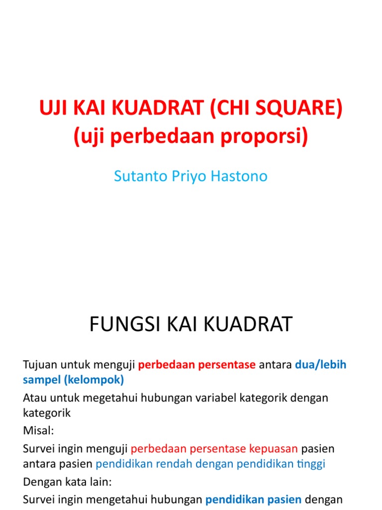 Uji Kai Kuadrat (Chi Square) 2021 Pertamedika | PDF