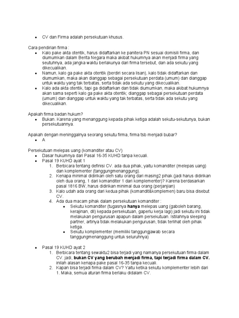 CV dan Firma: Perbedaan dan Persamaan | PDF