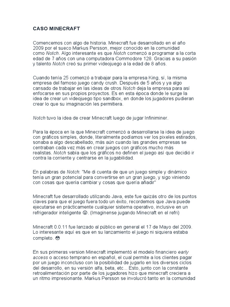 Desarrollo Del Minecraft | PDF | Minecraft | Desarrollo de software