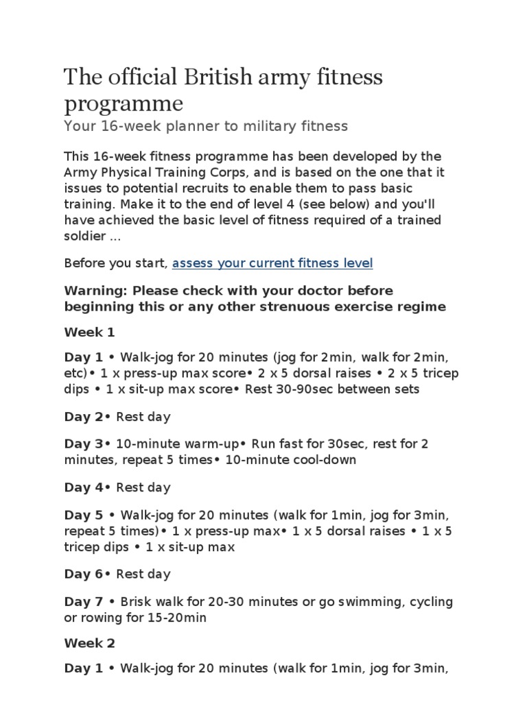 The Official British Army Fitness Programme: Your 16-Week Planner To ...