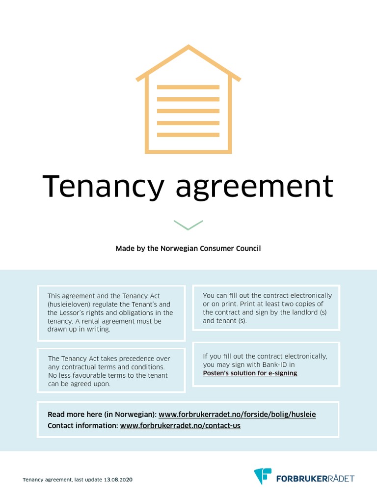 Tenancy Agreement: Made by The Norwegian Consumer Council | PDF | Lease ...