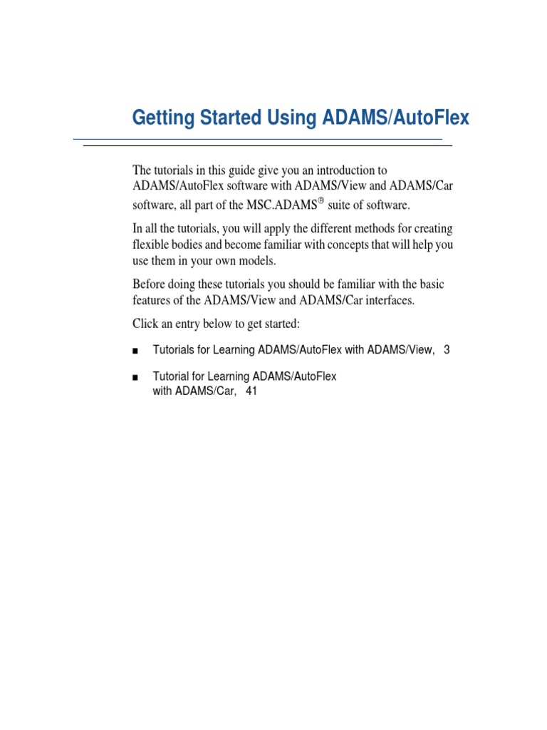 Getting Started Using Adams/Autoflex | PDF | Copyright | Simulation
