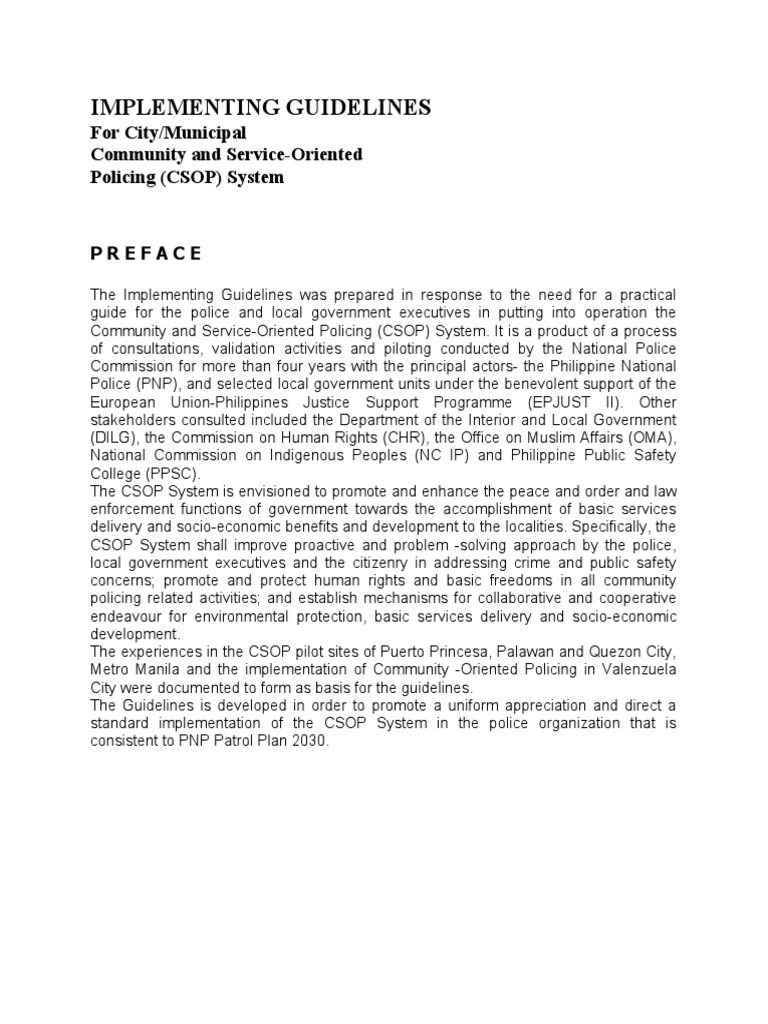 Csop Manual | PDF | Police | Community Policing