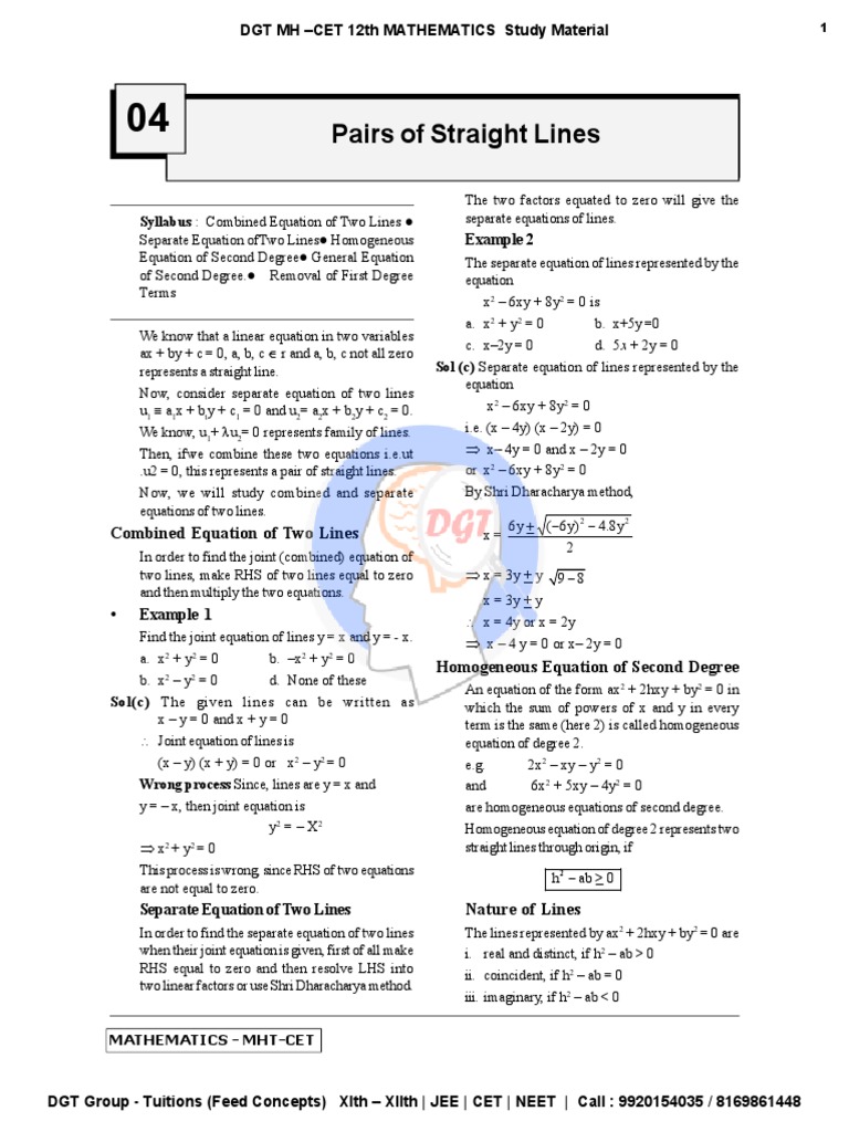 DGT Pair of St. Lines | PDF | Line (Geometry) | Elementary Geometry