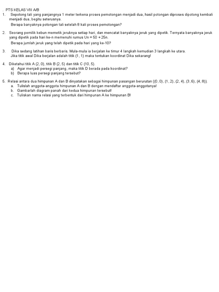 PTS Kelas Viii MTK | PDF | Metode & Bahan Ajar | Teknologi & Rekayasa