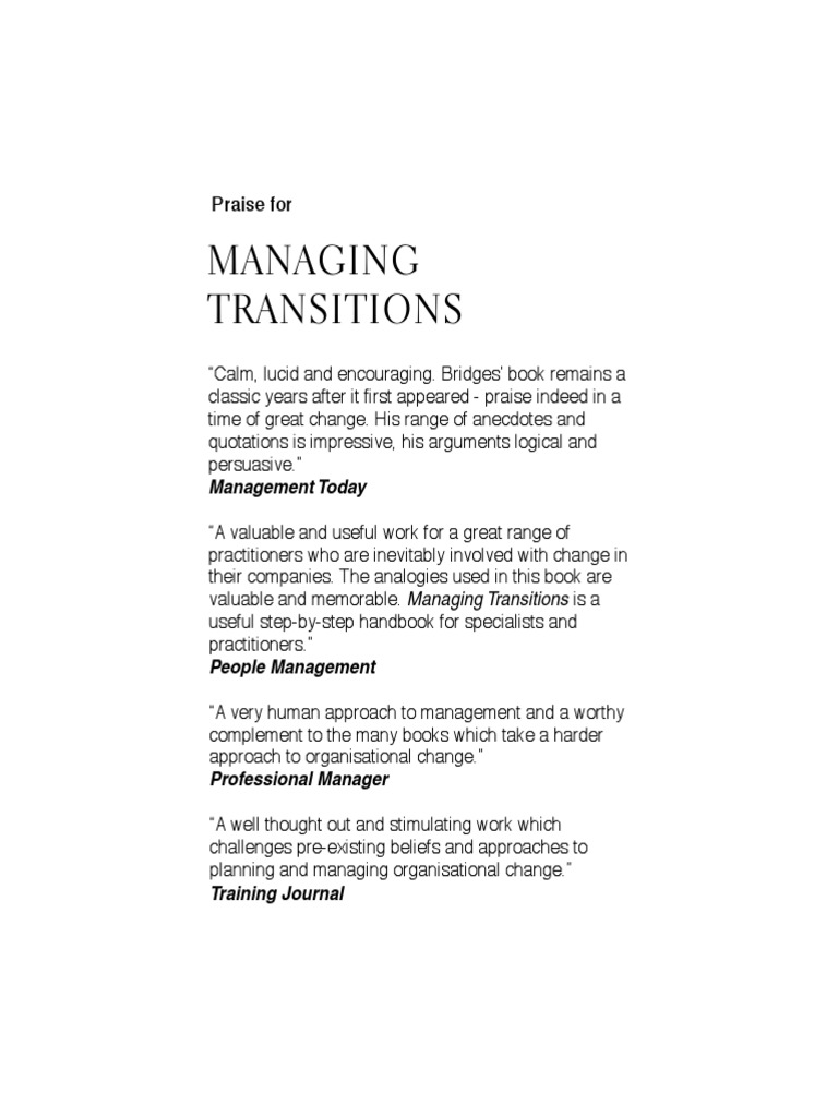 William Bridges - Managing Transitions (2009, Nicholas Brealey ...