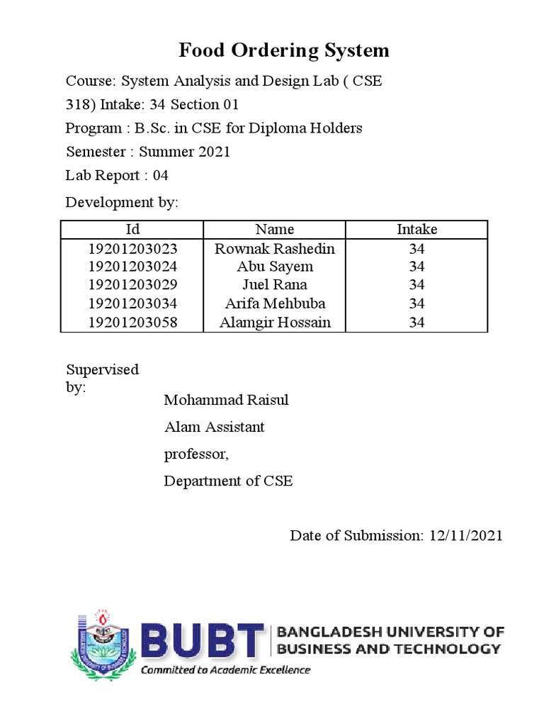 Food Order System | PDF | Service Industries | Business