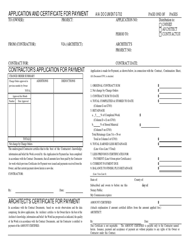 Form AIA 702 - 703 Pay Application | PDF | Architect | Economies