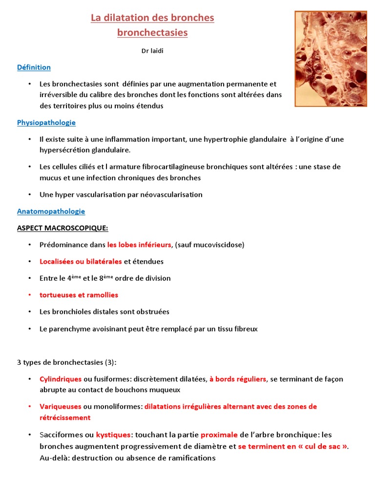 Bronchectasie : Causes et Traitements | PDF | Maladies et troubles ...