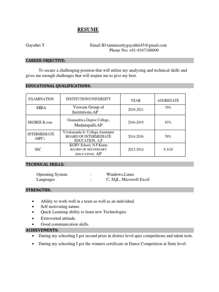 Gayathri - Resume | PDF