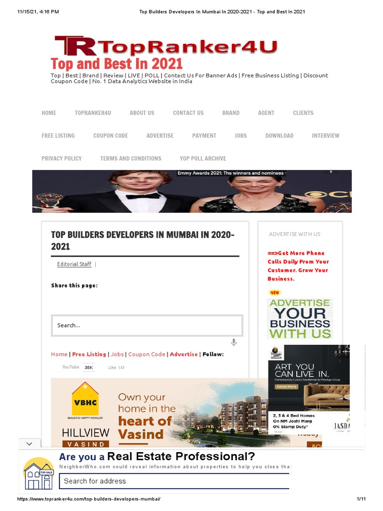 Top Builders and Developers in Mumbai in 2020-2021 - An Analysis of the ...
