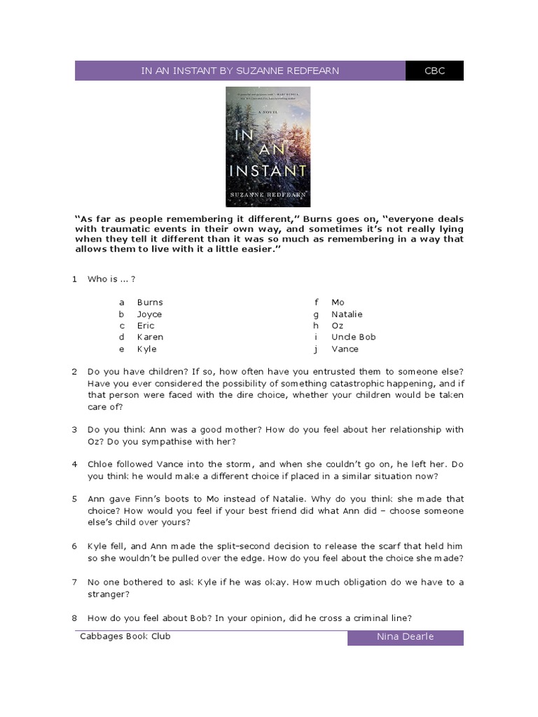 In An Instant Worksheet | PDF | Wellness