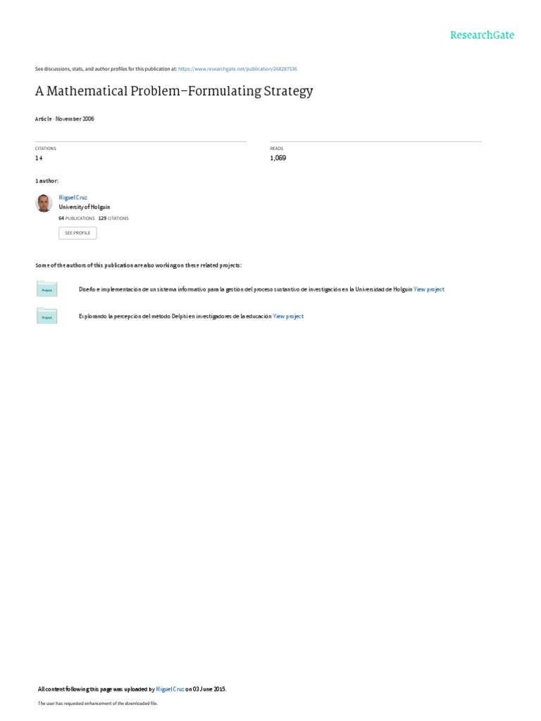 A Mathematical Problem-Formulating Strategy | PDF | Concept | Triangle