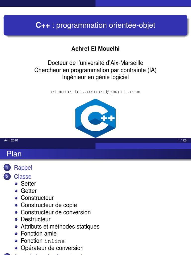 Programmation Orientée Objet en C++ | PDF | Classe (informatique) | C