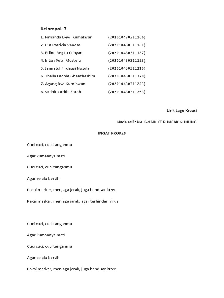 Kelompok 7 Lagu Kreasi Pdf