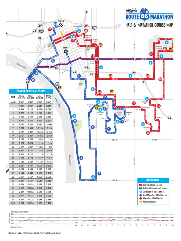 Route 66 Marathon 2021 Road Closure Map For Tulsa. | PDF | Running ...