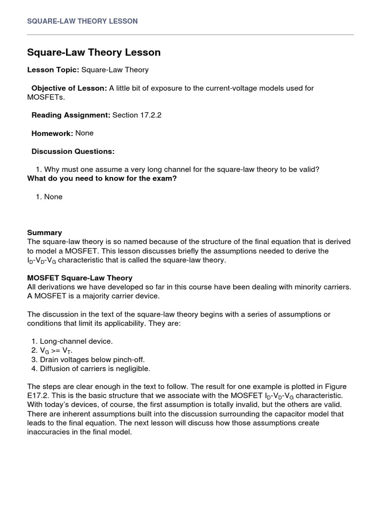Understanding the Square-Law Theory: A Brief Lesson on the Assumptions ...