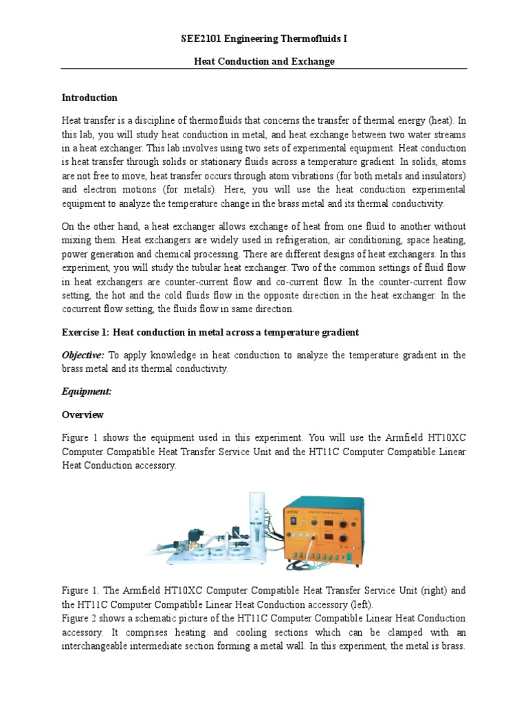 SEE2101 Engineering Thermofluids I Heat Conduction and Exchange ...