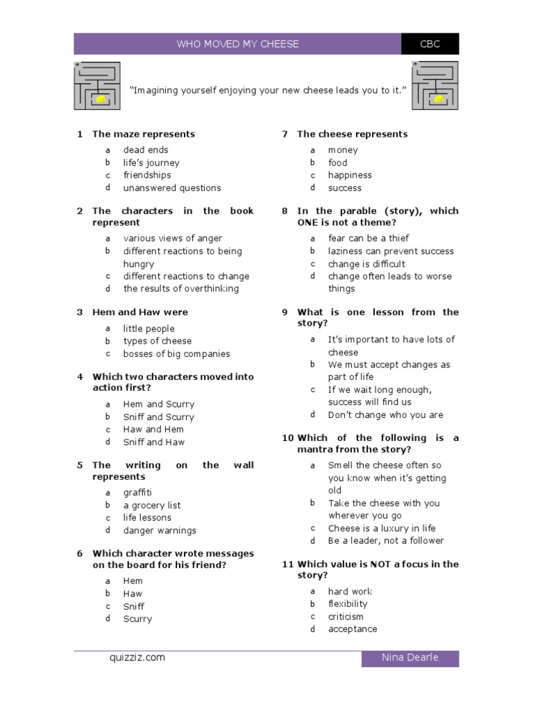 Who Moved My Cheese Worksheet | PDF