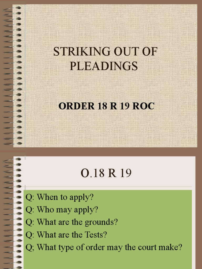 Striking Out Pleadings: Understanding the Tests and Grounds for an ...