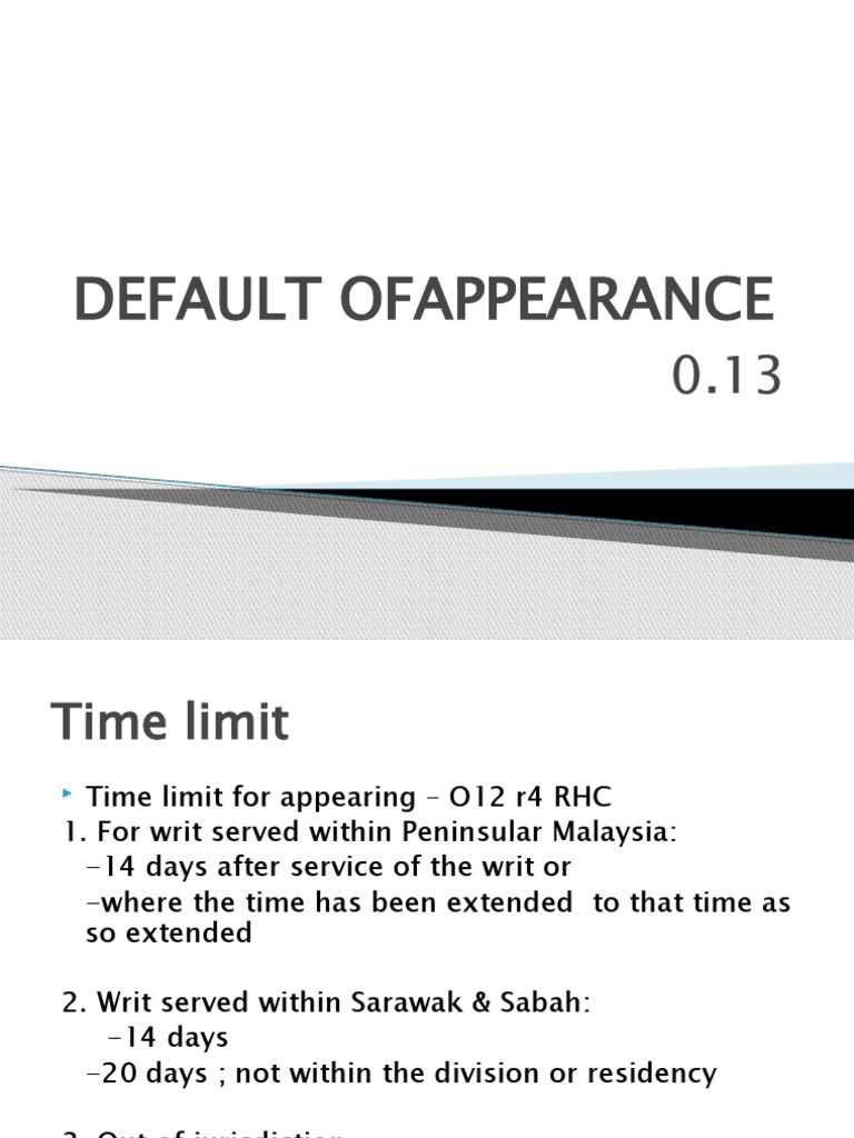 Judgment in Default of Appearance Guide | PDF | Default Judgment ...