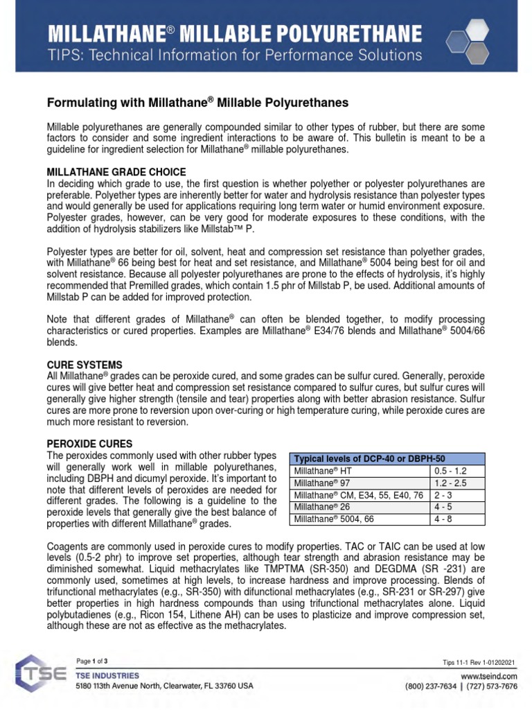 Formulating With Millathane Millable Polyurethanes | PDF | Polyurethane ...