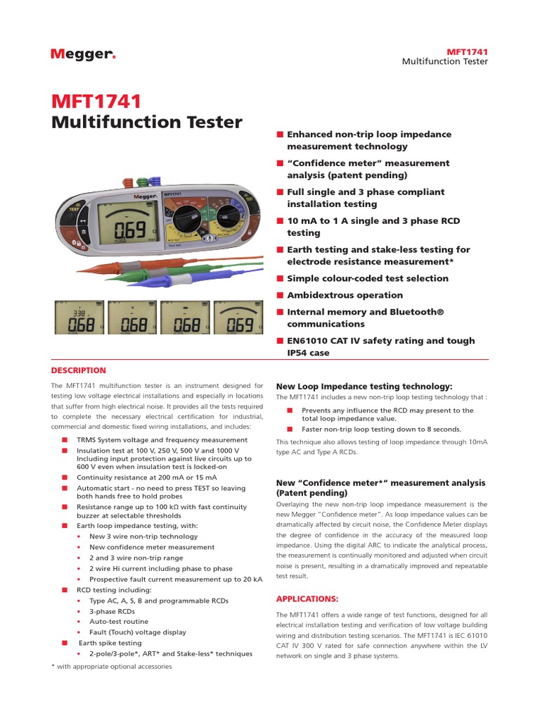 Megger mft1741 | PDF | Electrical Impedance | Electrical Engineering