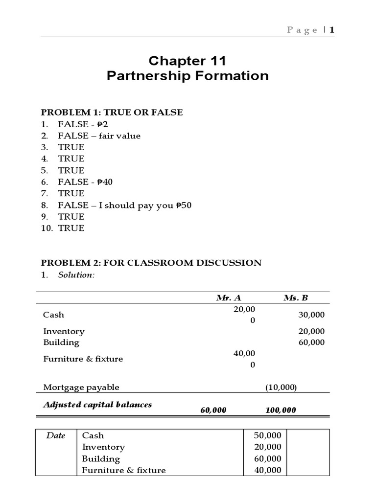 Partnership Formation Solutions | PDF | Inventory | Equity (Finance)