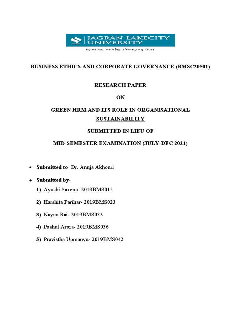 Becg Mid Sem Report | PDF | Sustainability | Human Resource Management