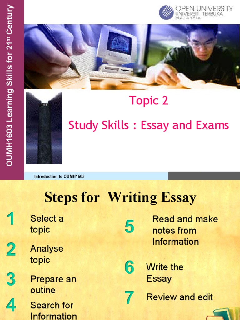 Topic 2 Study Skills: Essay and Exams: Introduction To OUMH1603 | PDF ...