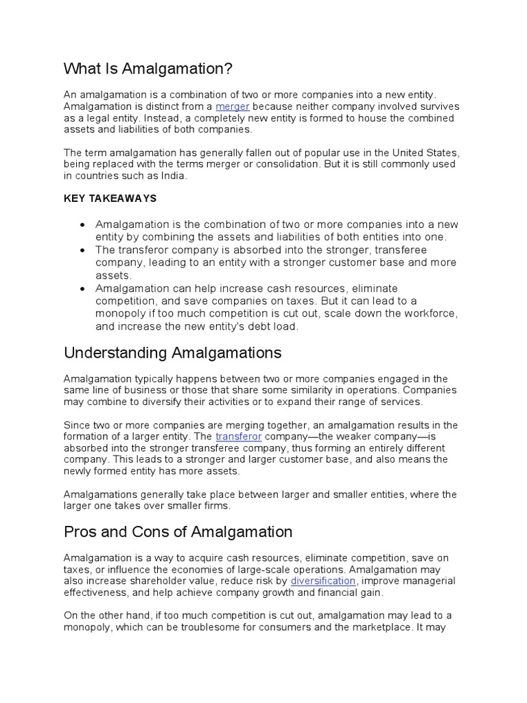 An Insightful Overview of Amalgamations: What They Are, Their Benefits ...