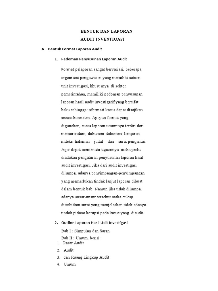 Laporan Hasil Audit Investigasi | PDF