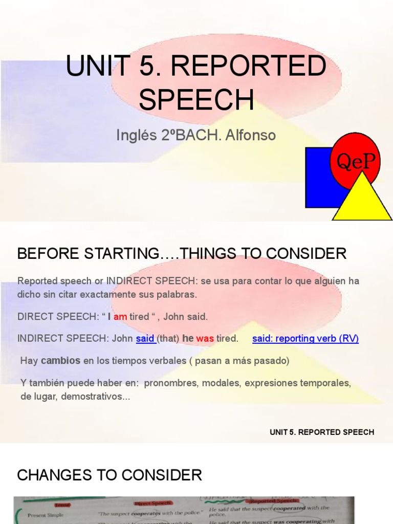Reported Speech for Spanish Students | PDF | Question | Linguistic ...