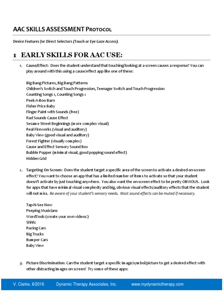 AAC Skills Assessment Protocol Data Sheet | PDF | Icon (Computing ...