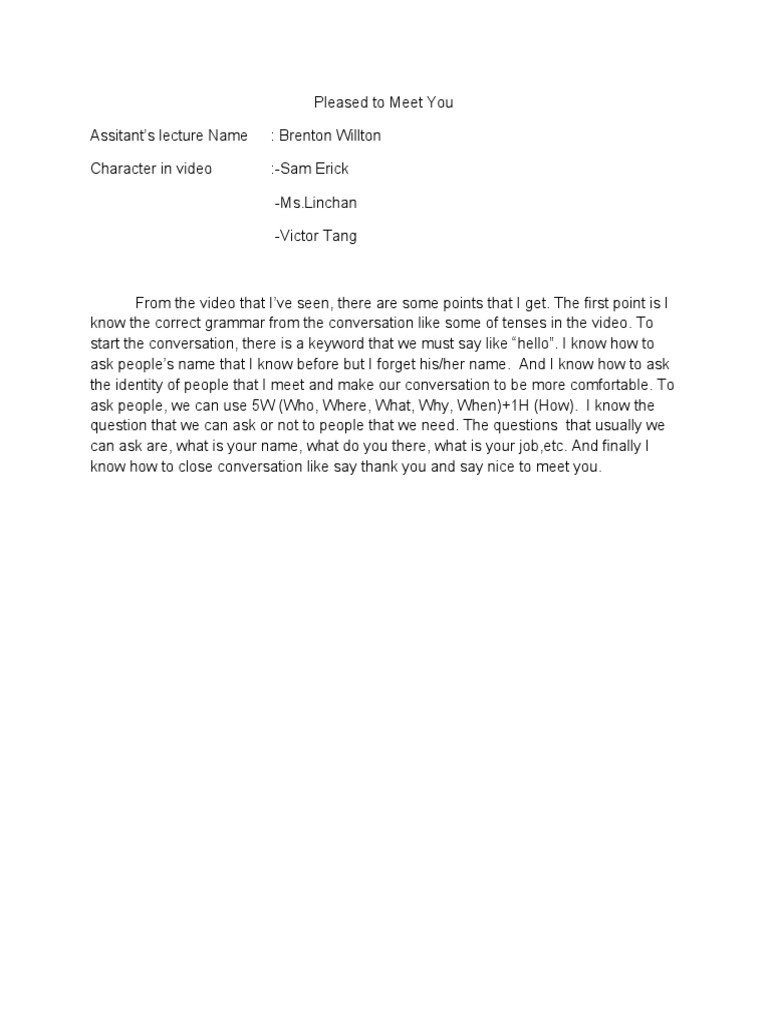 Pleased To Meet You | PDF