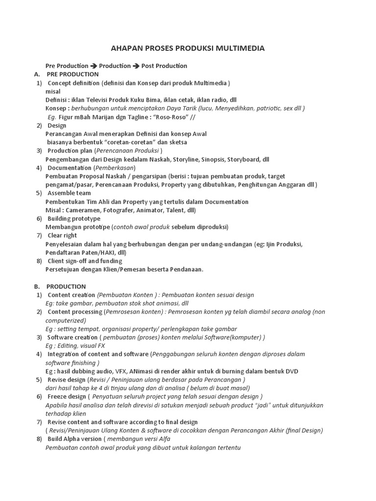 Tahapan Proses Produksi Multimedia | PDF