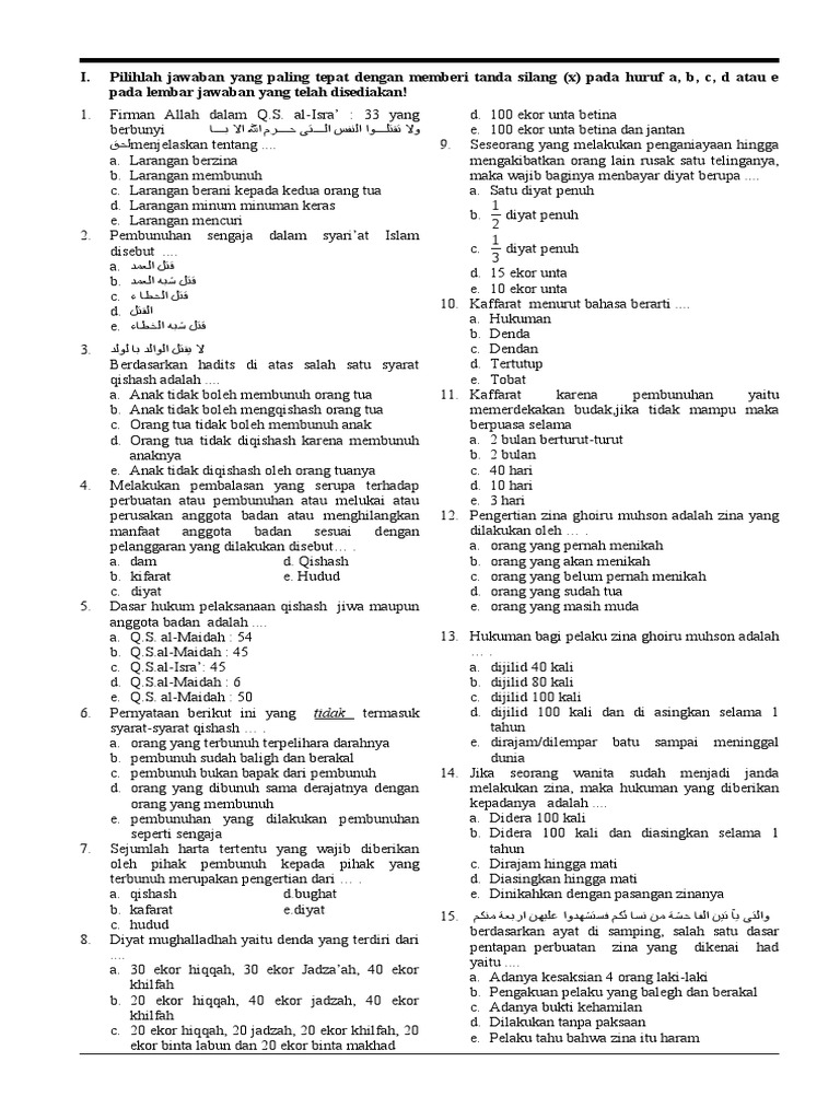 Soal Fikih Xi - Kami Madrasah | PDF
