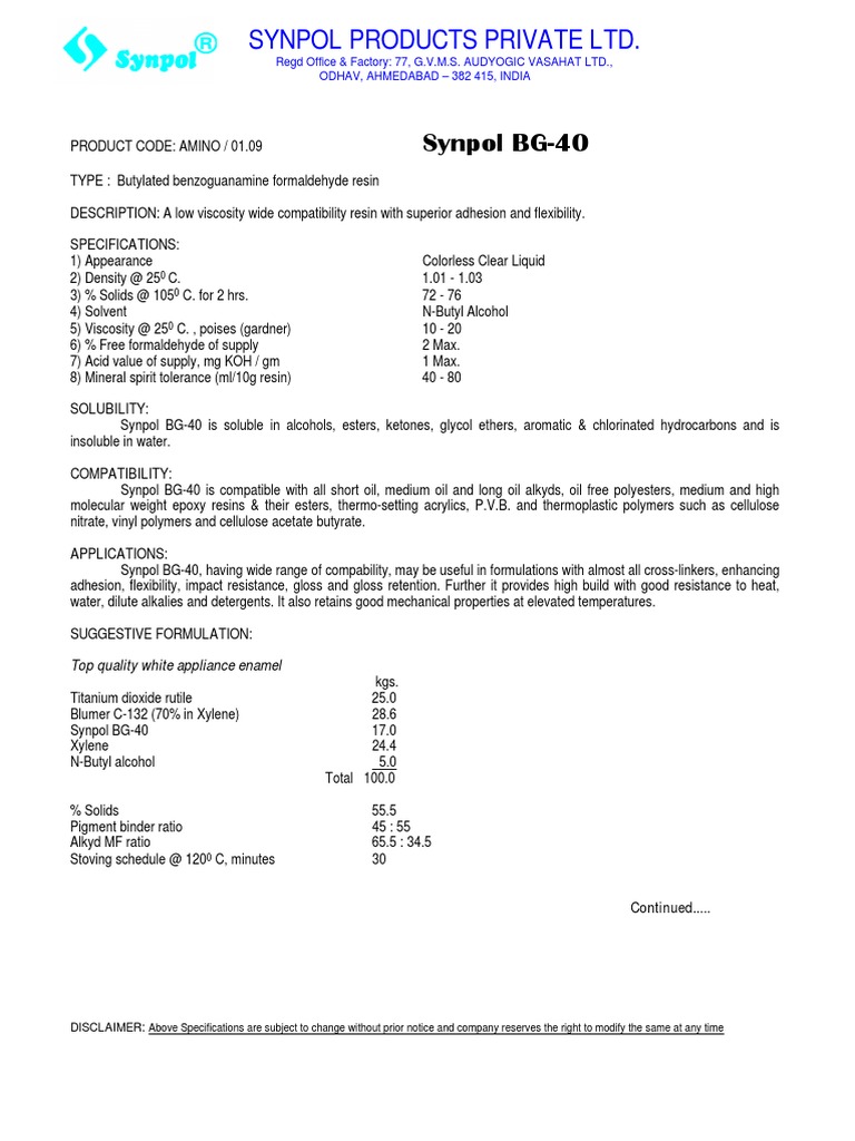 Synpol Products Private LTD | PDF | Ester | Chemistry