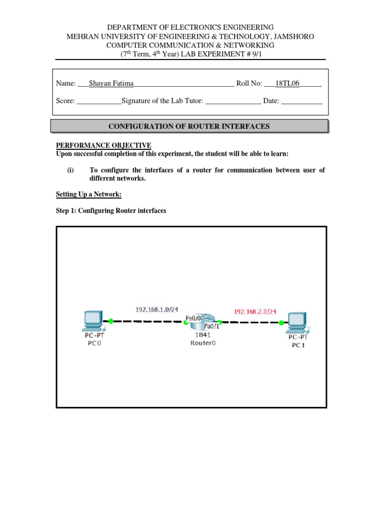 Ccn Lab 9 Router Interface Nd Pdf Computer Network Router Computing 6748