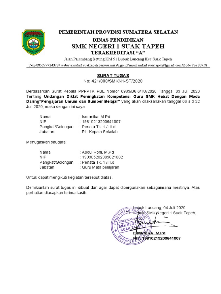 Surat Tugas Roni | PDF